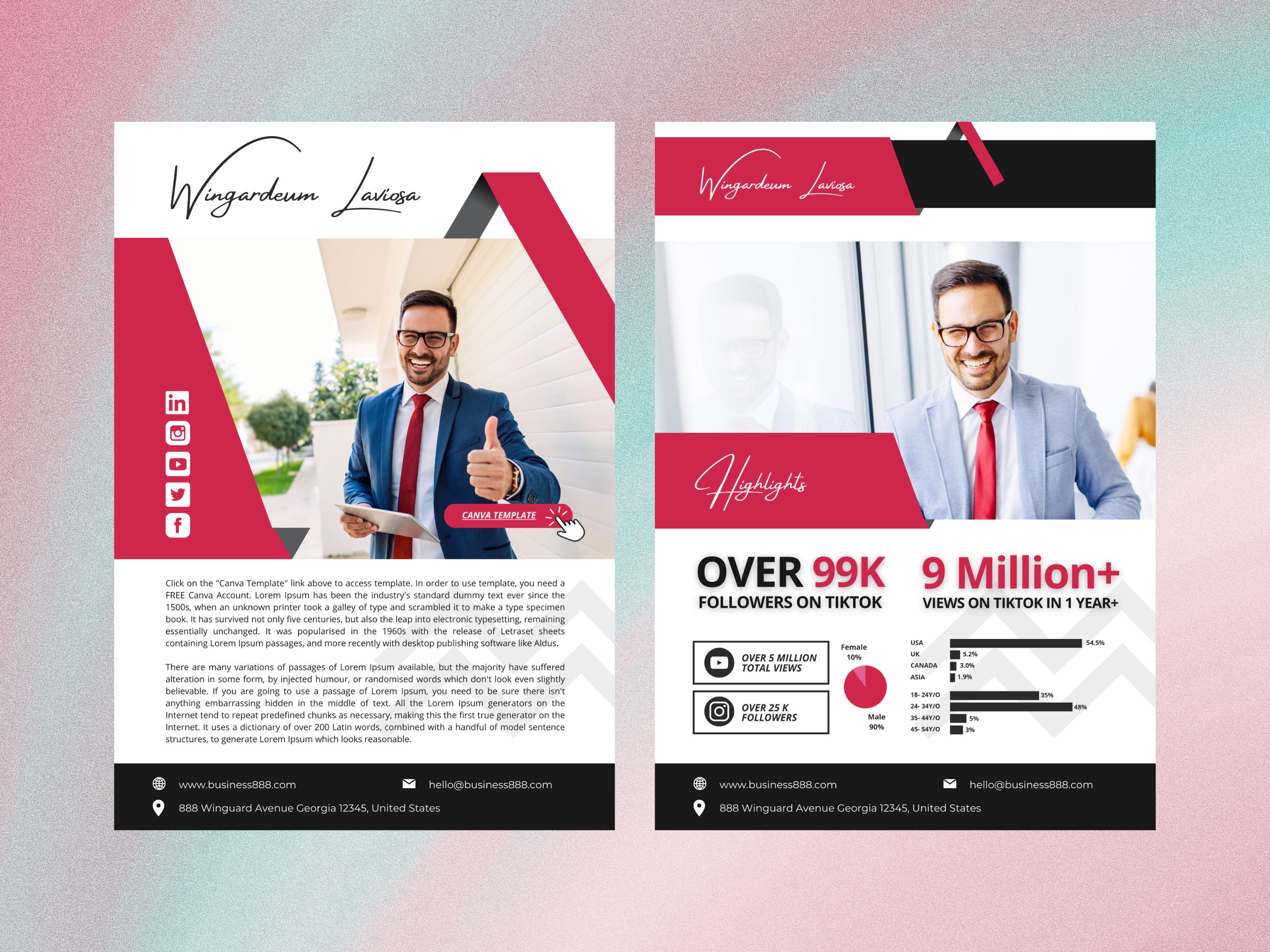 EPK Media Kit Template (2 Pages) - Etsy