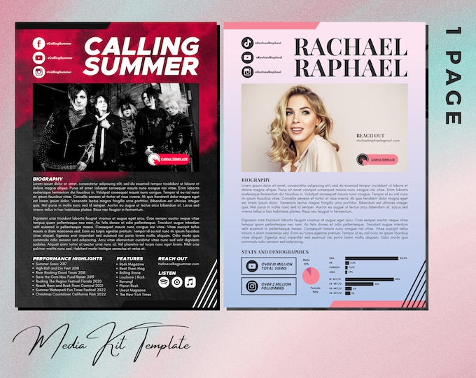 One Page Influencer Media Kit Template, Influencer Outreach Canva ...