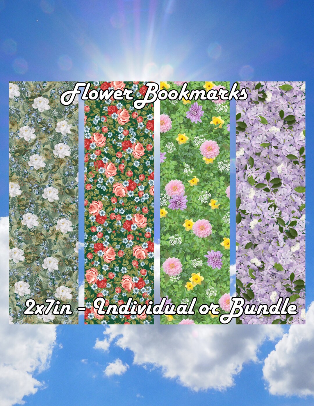 Flower Bookmarks - Spring Bookmarks - Bookish - 2x7 Bookmarks - Cute ...