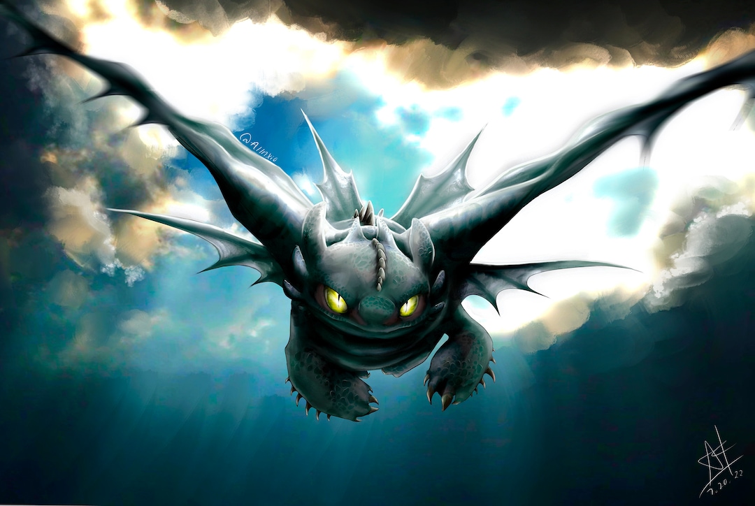 Toothless in Flight Poster - Etsy
