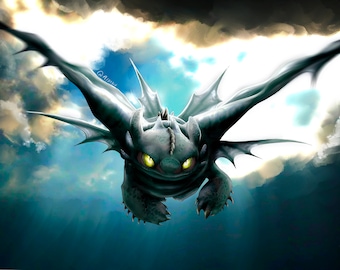 Full Moon Flight Toothless Poster - Etsy