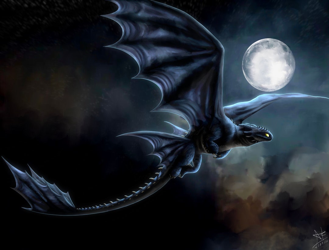 Full Moon Flight - Toothless Poster - Etsy
