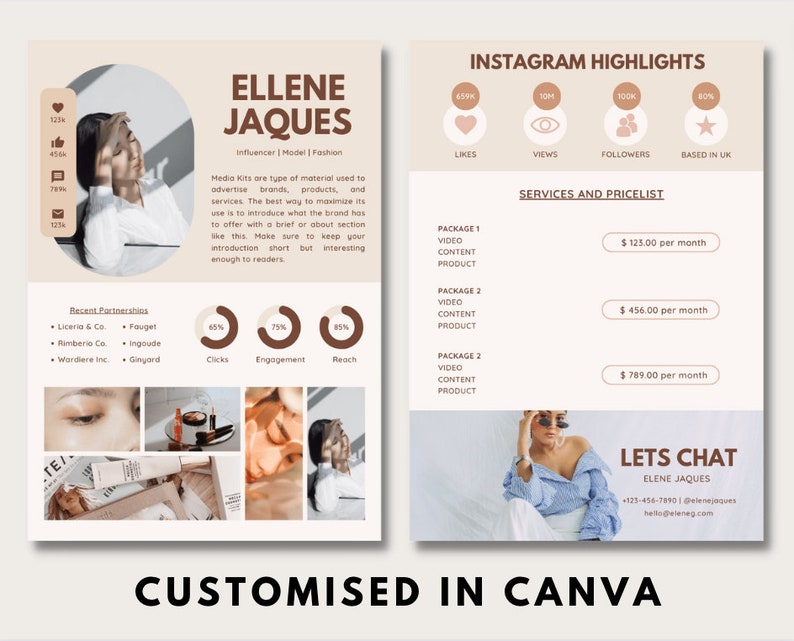 Influencer Media Kit Canva Template| Beauty Lifestyle |instagram ...