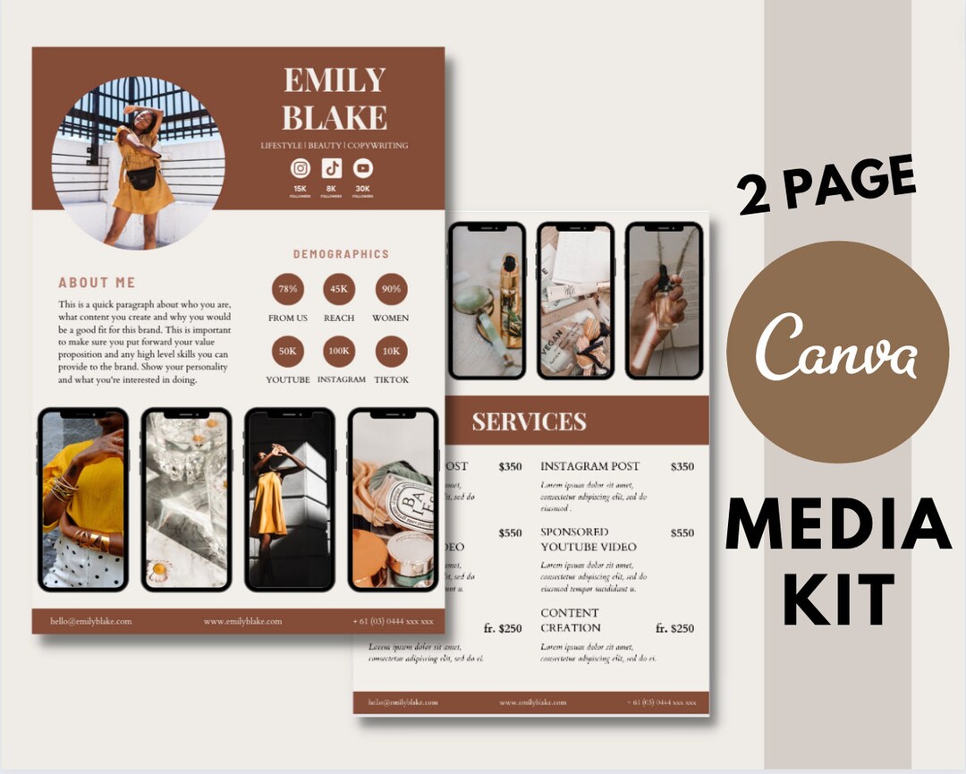 Influencer Media Kit Canva Template| Instagram Blogger | UGC Rate Card ...