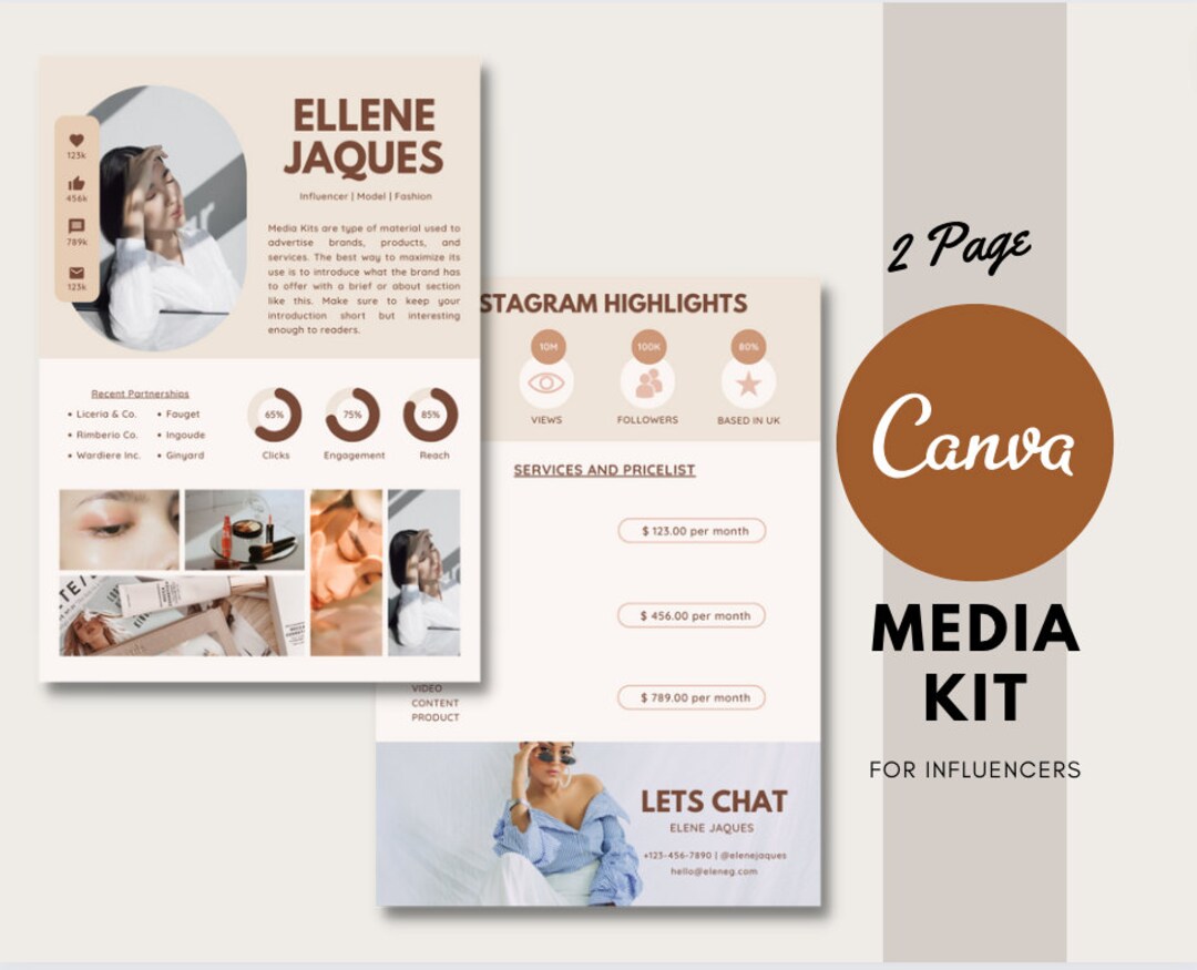 Influencer Media Kit Canva Template| Beauty Lifestyle |instagram ...