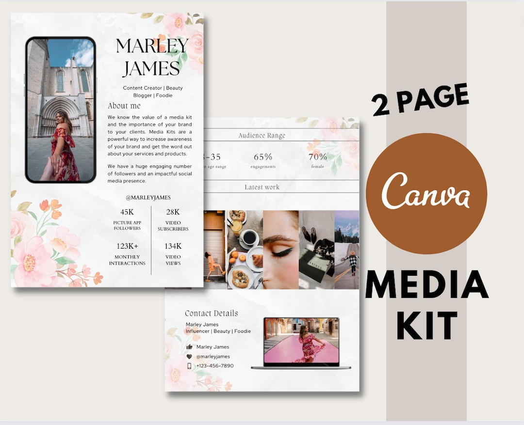 Influencer Media Kit Canva Template| Instagram Blogger | Youtube and ...