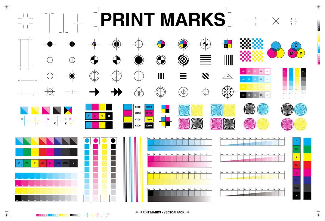 Cmyk Marks Print Calibration Marks Gradient Color Tone Color Bars And Registration Plates Color