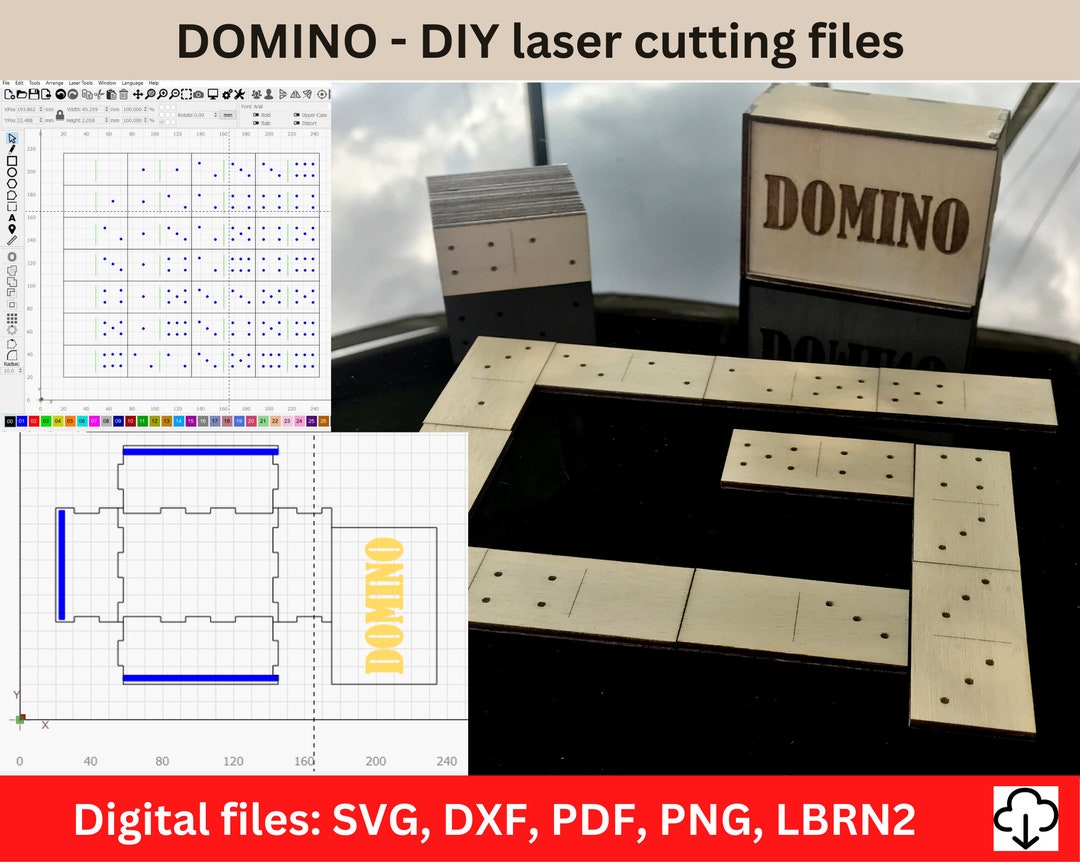 Compact Travel Dominos Set Game - Laser Cut Files. Wooden Domino Game ...