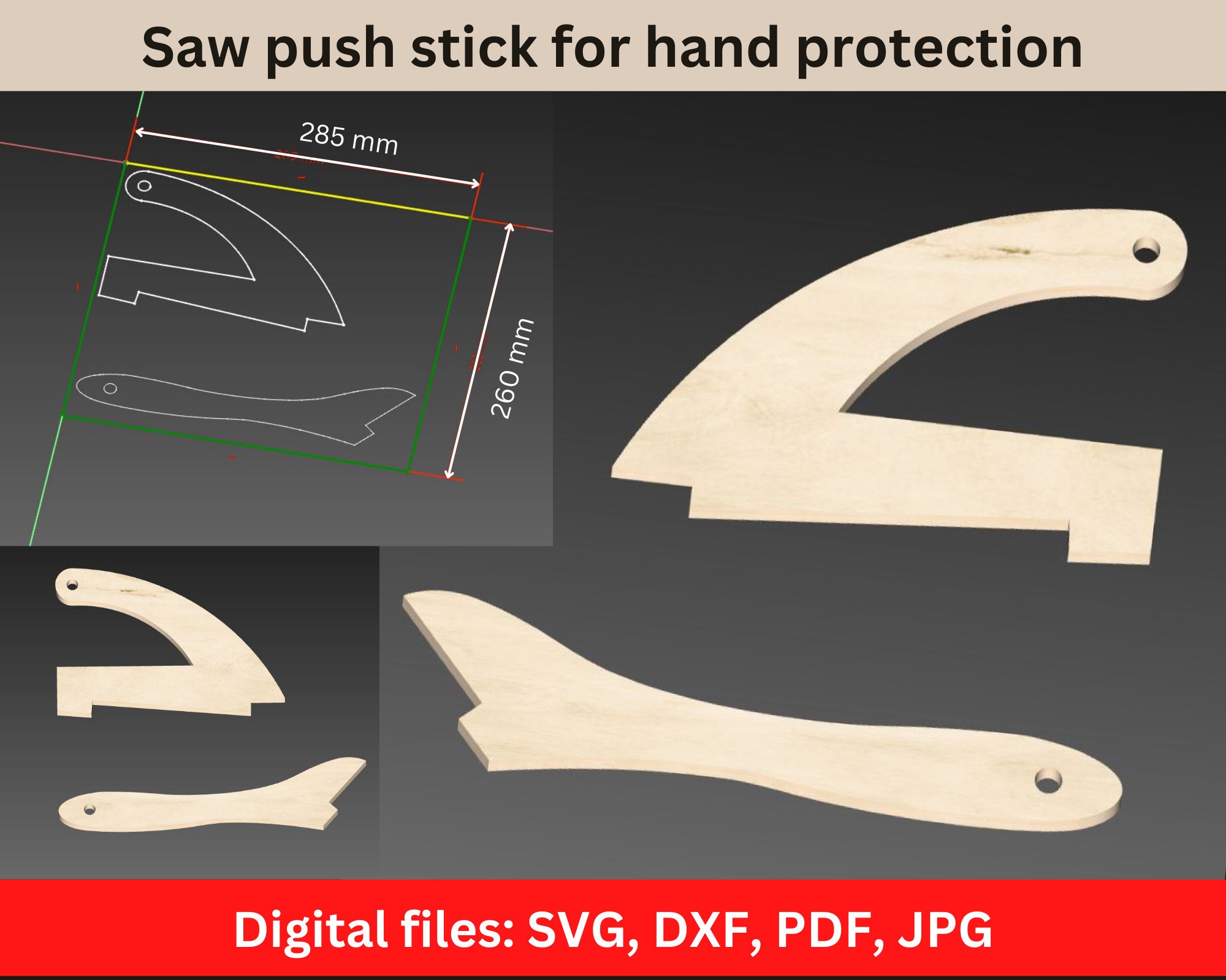 Table Saw Push Sticks Set, Hand Protection. Saw Safety. Safety ...