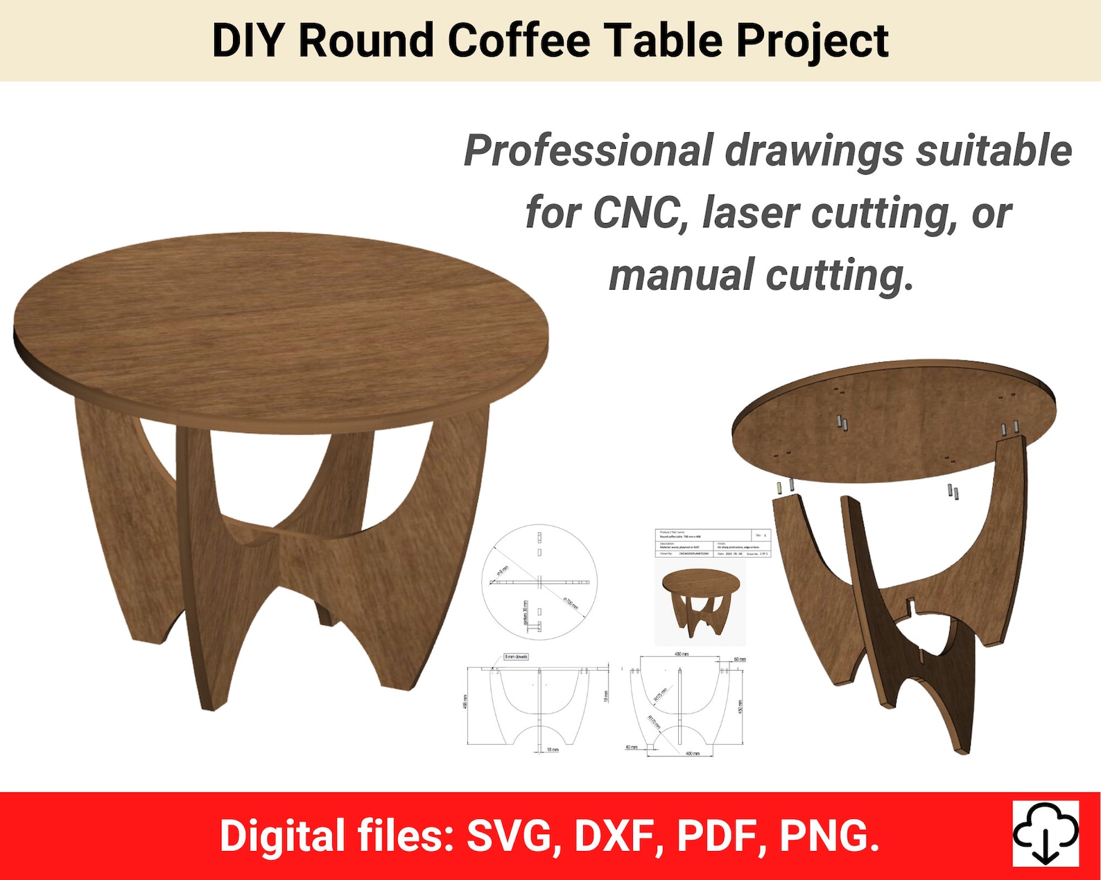 Round Coffee Table. DIY Coffee Table Project. Wooden Table Project ...