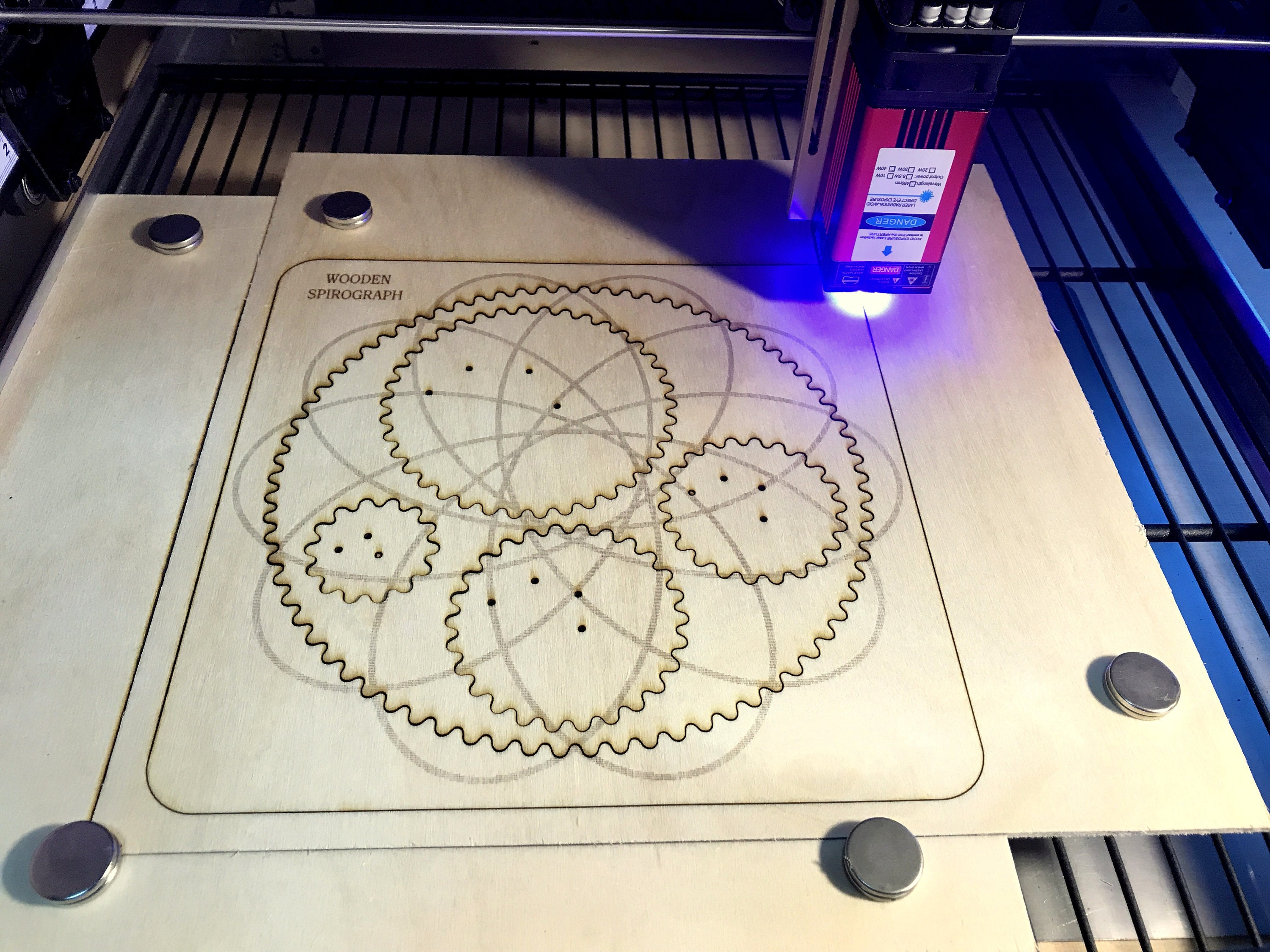 DIY Project Wooden Spirograph. Wooden Spirograph Digital Files Designed for Laser Engravers ...