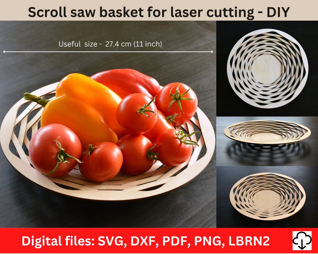 Scroll Saw Basket DIY Project. Basket for Laser Cutting. Plywood Basket. Laser Cutting Files ...