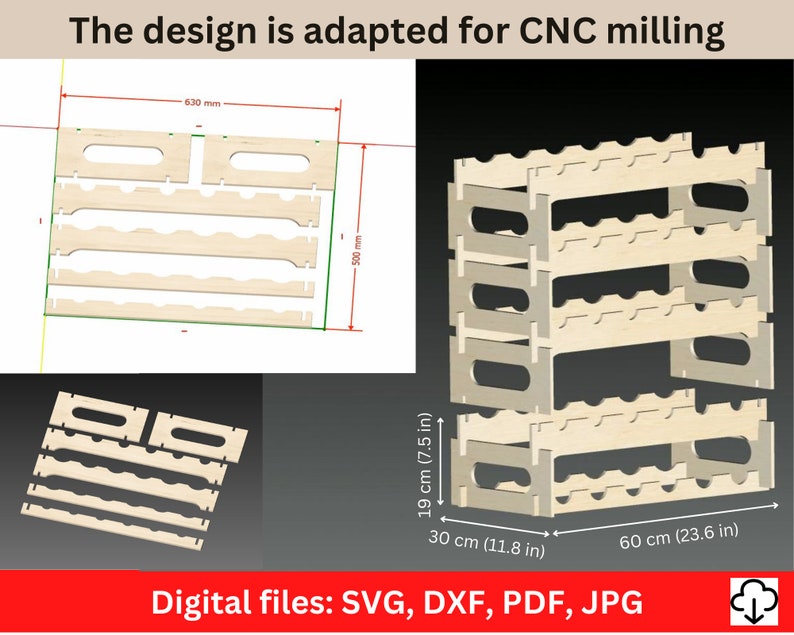Wooden Wine Rack. Modular, Quick Assembly Wine Rack. Wine Rack Digital ...