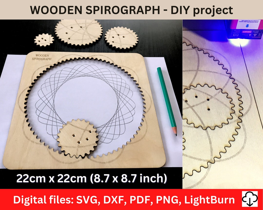 DIY Project Wooden Spirograph. Wooden Spirograph Digital Files Designed for Laser Engravers ...