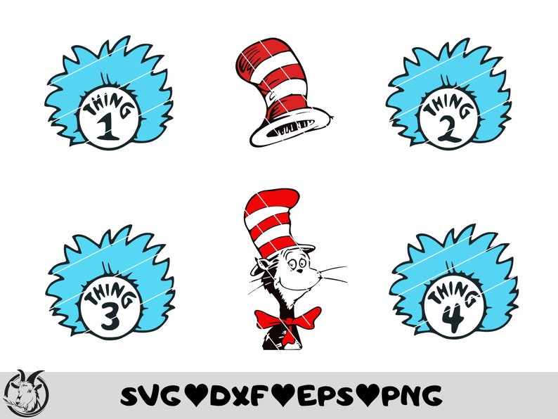 Dr Seuss Svg, Thing 1 Thing 2 Svg, Svg for Cricut, Thing 1 Thing 2 Svg ...