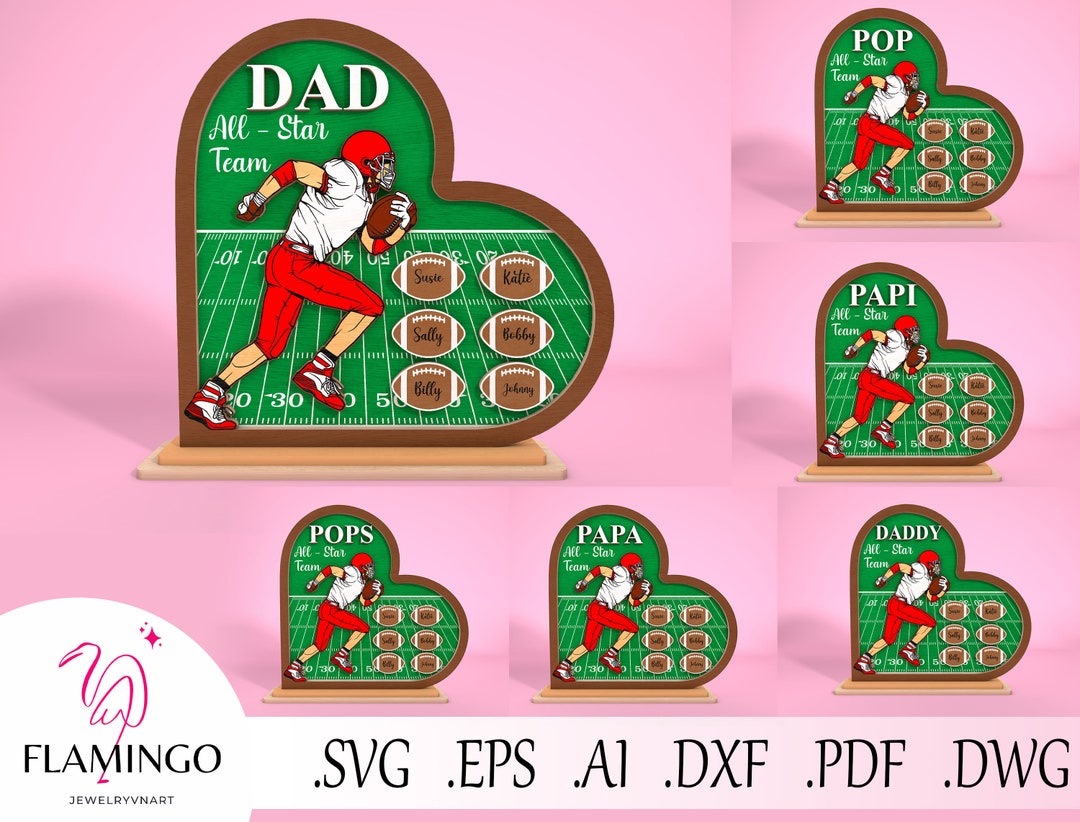 Personalized Rugby Fathers Day Stand Decor,rugby Papi All Star Team Svg ...