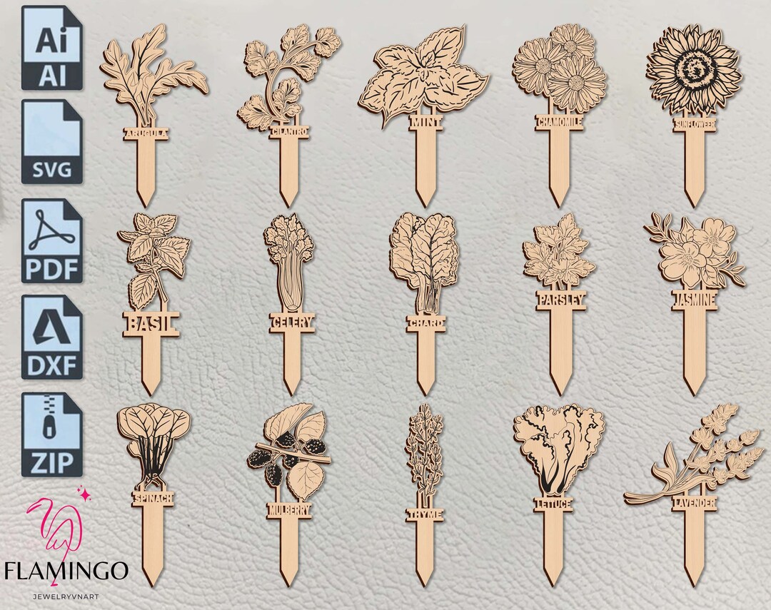 Herb Garden Markers Svg, Garden Stakes Glowforge Svg, Vegetable Garden ...