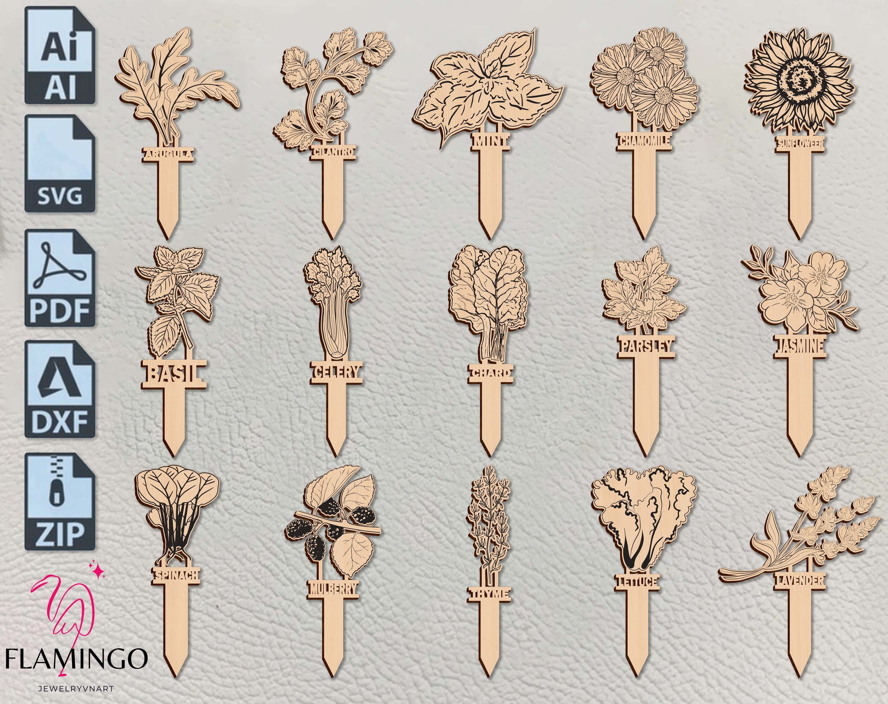 Herb Garden Markers Svg, Garden Stakes Glowforge Svg, Vegetable Garden ...