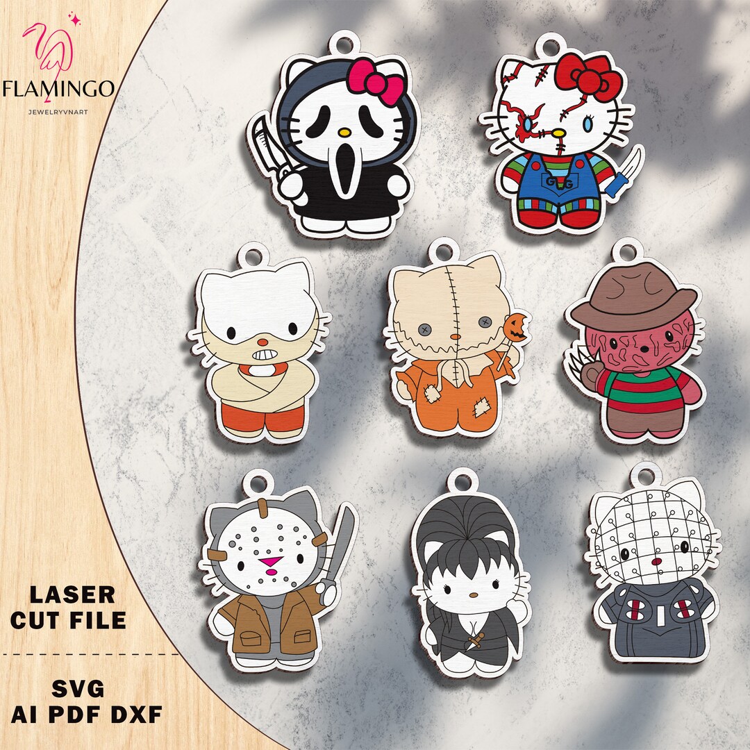 Cute Cat Horror Keychain Svg ,cute Cat Keychain Svg,horror Keychain ...