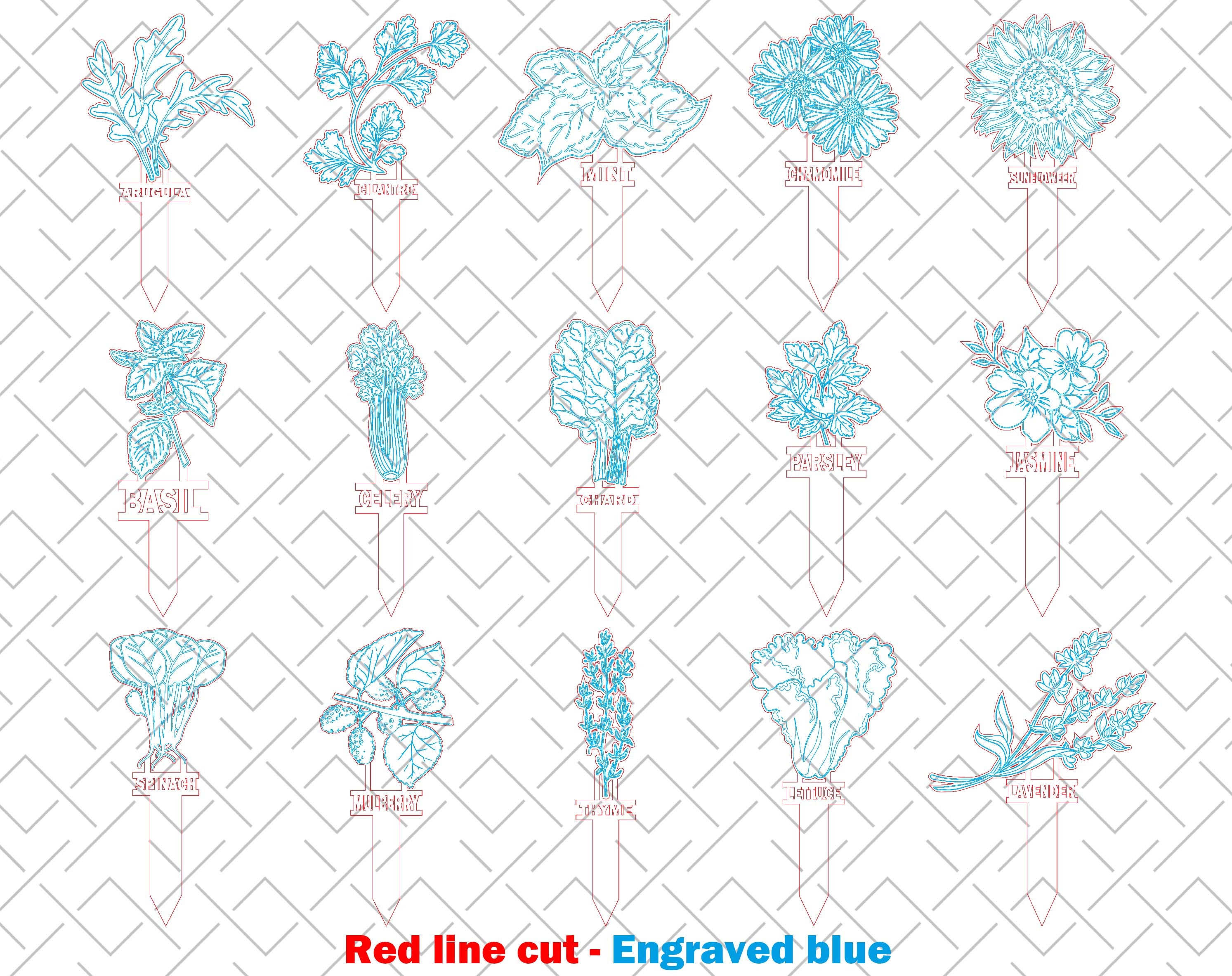 Herb Garden Markers Svg, Garden Stakes Glowforge Svg, Vegetable Garden ...