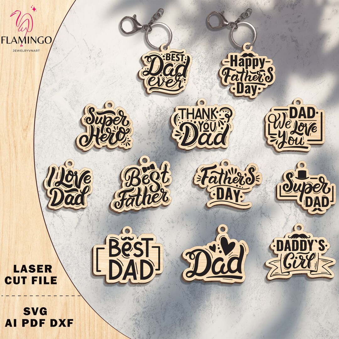 Fathers Day Keychains Svg Bundle ,dad Keychain Laser Cut,father's Day ...