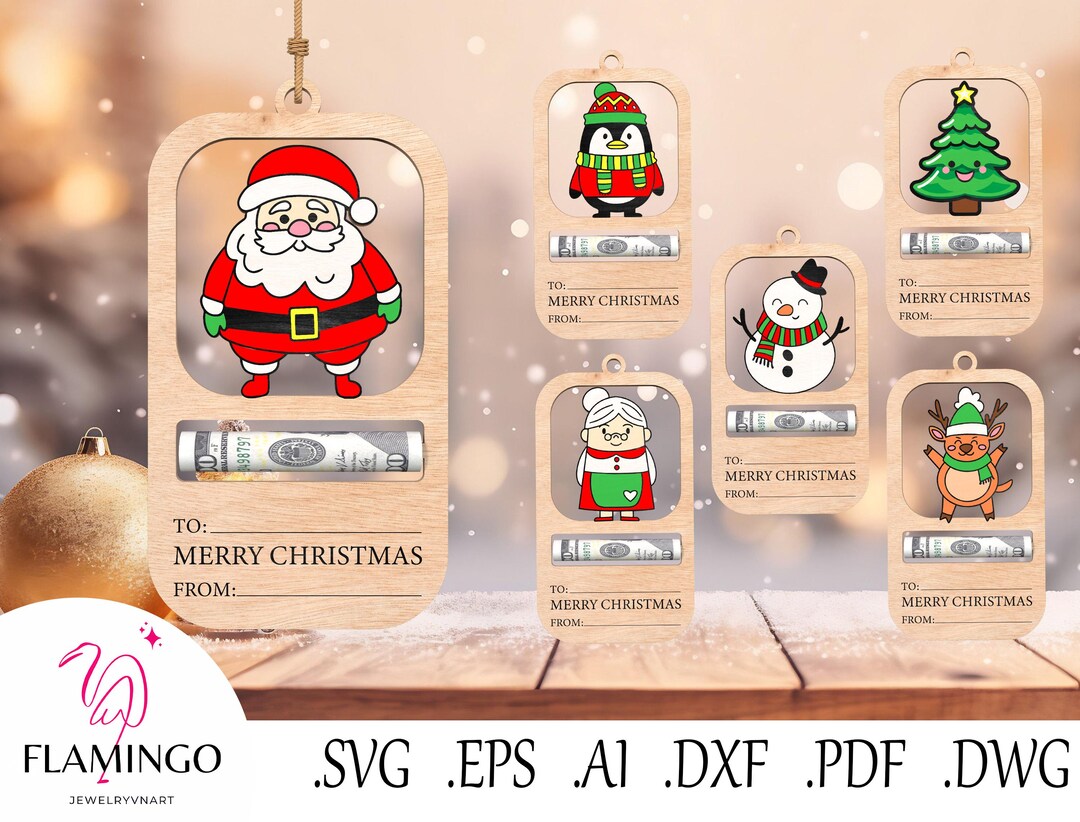 Money Christmas Holder Ornament Laser Cut File,santa Money Holder ...