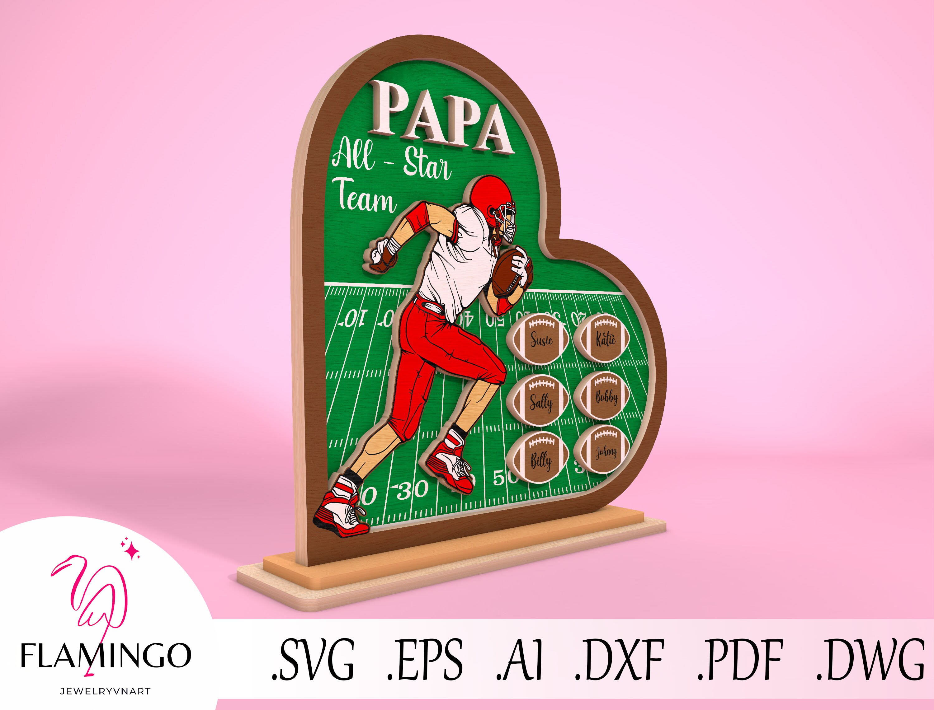 Personalized Rugby Fathers Day Stand Decor,rugby Papi All Star Team Svg ...