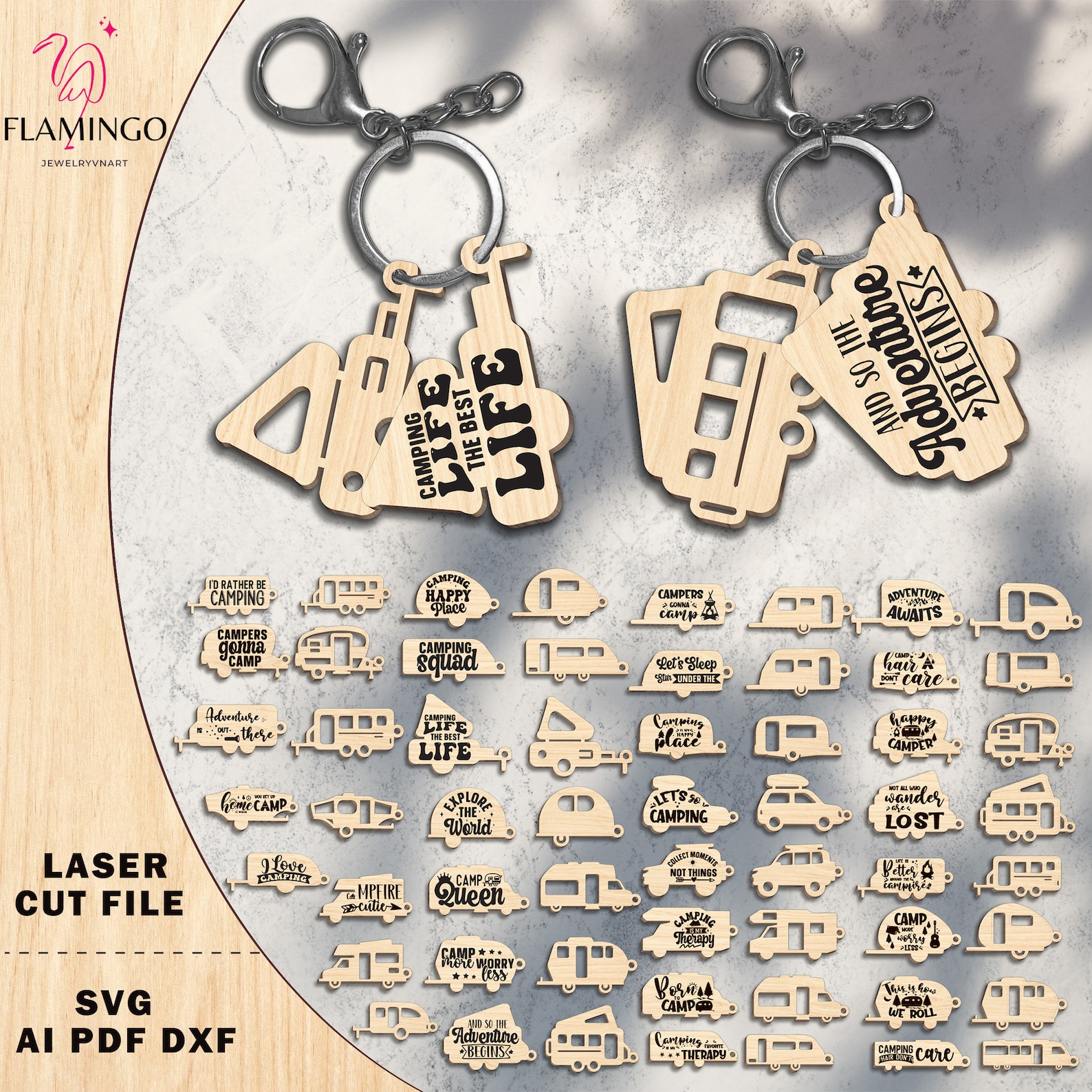 Camping Keychains Svg Bundle ,caravan Keychain Laser Cut ,motorhome ...