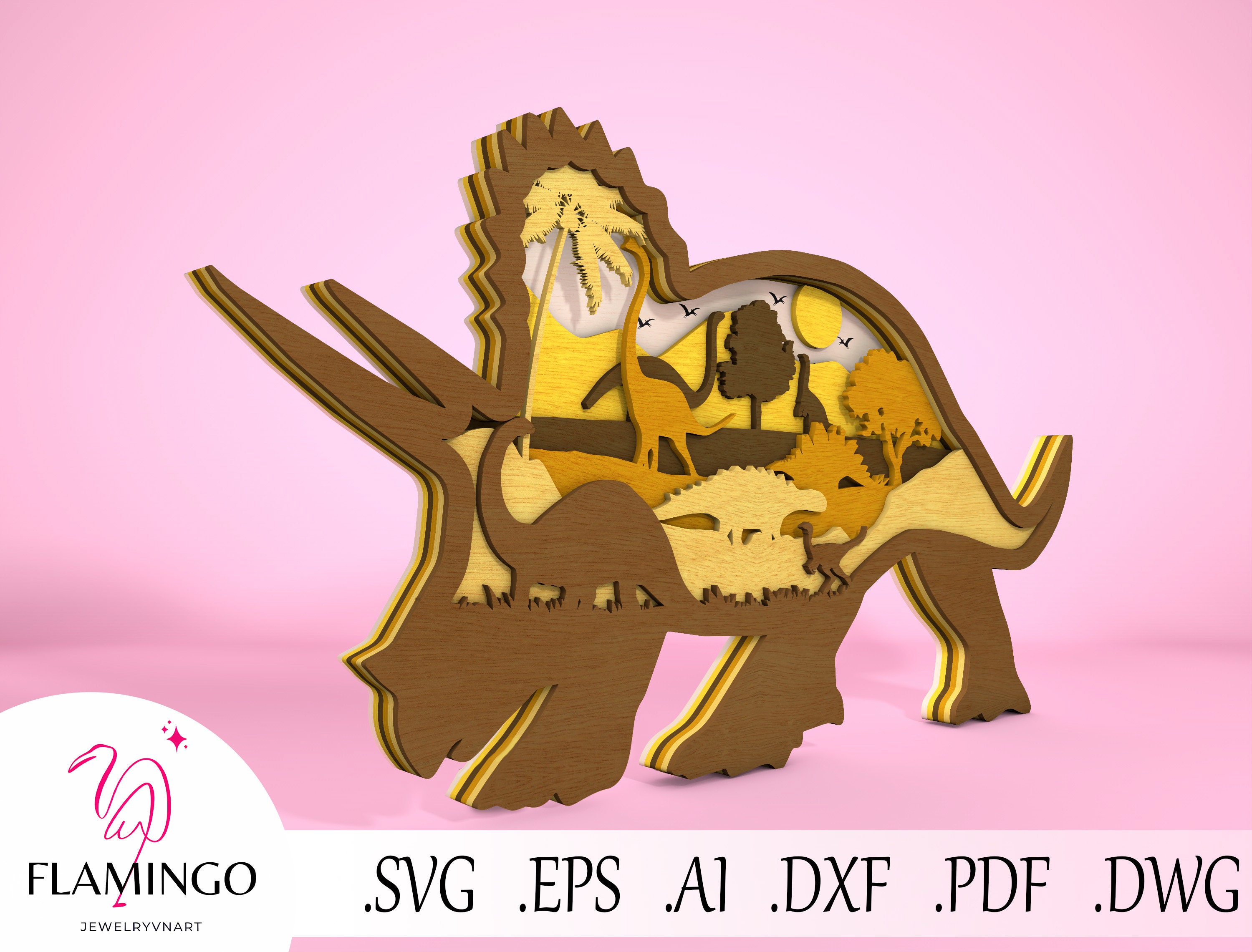 Multilayer Dinosaur Cut Files Svg ,multilayer 3D Laser Cutting File Svg ...