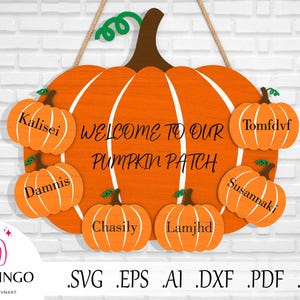 Personalized Pumpkin Round Sign Svg, Pumpkin Door Hanger Svg, Autumn ...