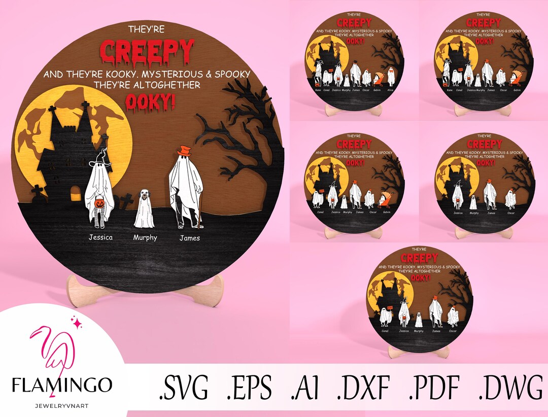 Personalized Family Ghost Door Sign Svg, They're Creepy Ghost Door ...