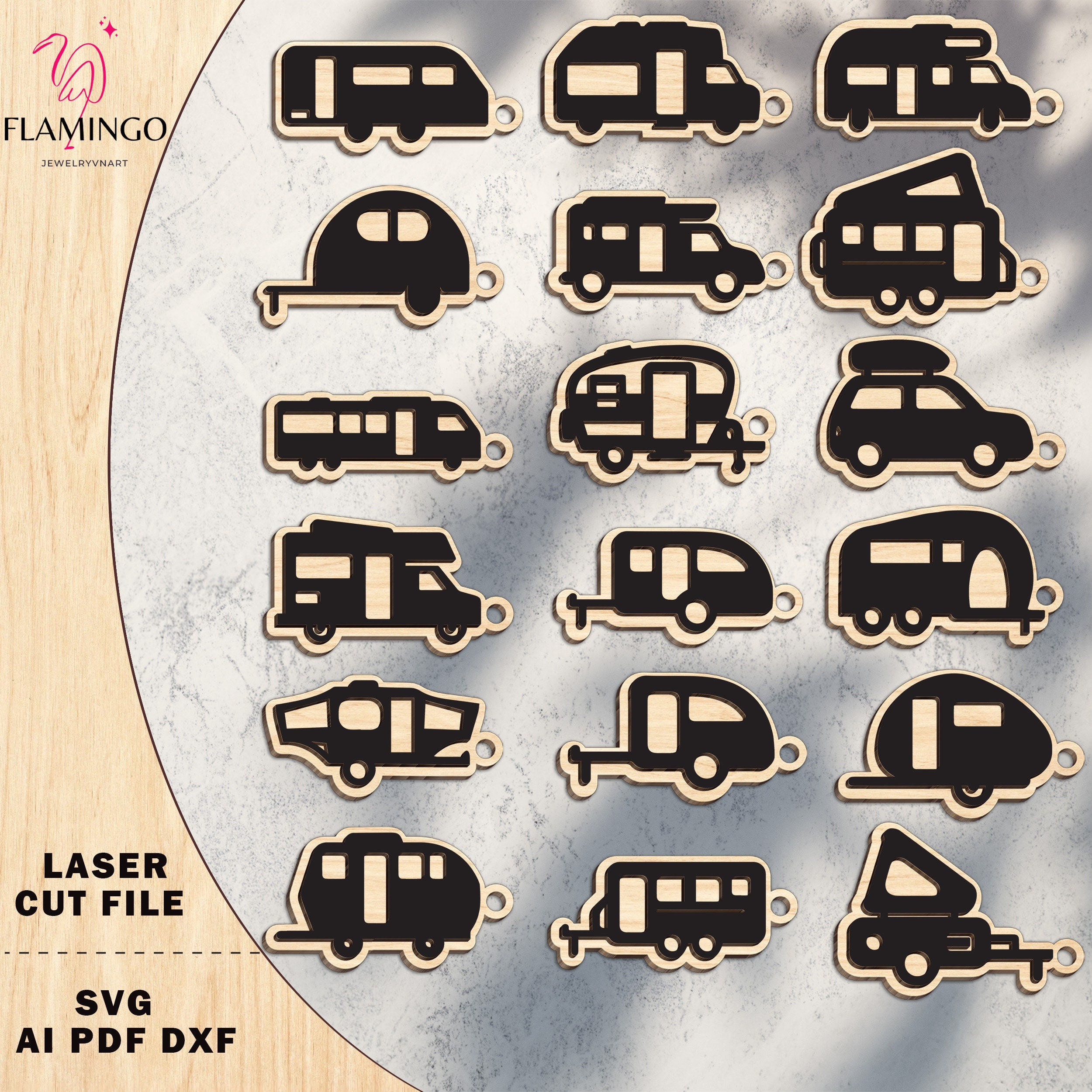Bundle Caravan Keychains Svg Bundle ,camping Keychain Laser Cut ...