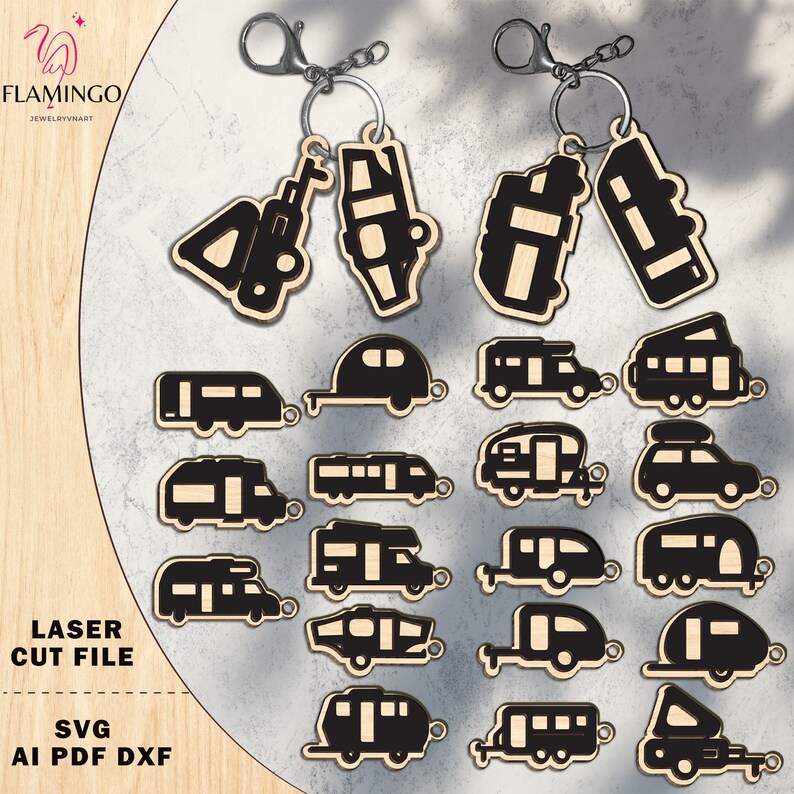 Bundle Caravan Keychains Svg Bundle ,camping Keychain Laser Cut ...