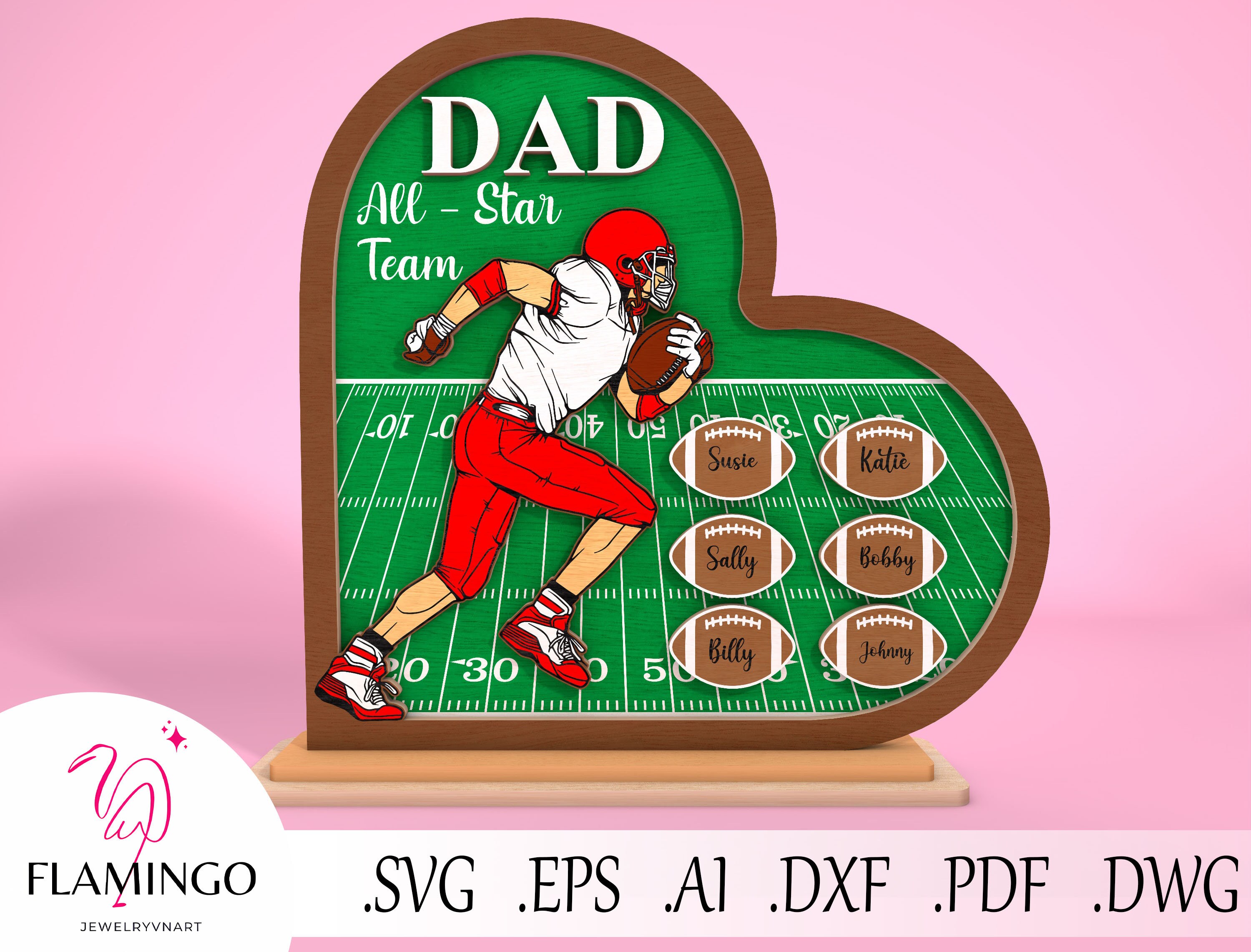 Personalized Rugby Fathers Day Stand Decor,rugby Papi All Star Team Svg ...