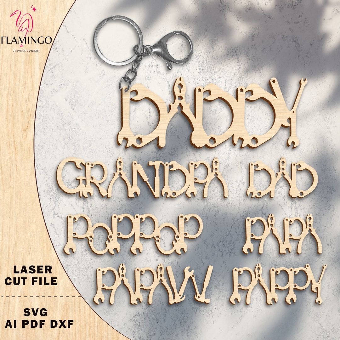 Father's Day Keychain Svg Bundle, Dad Keychain Laser Cut,fathers Day ...