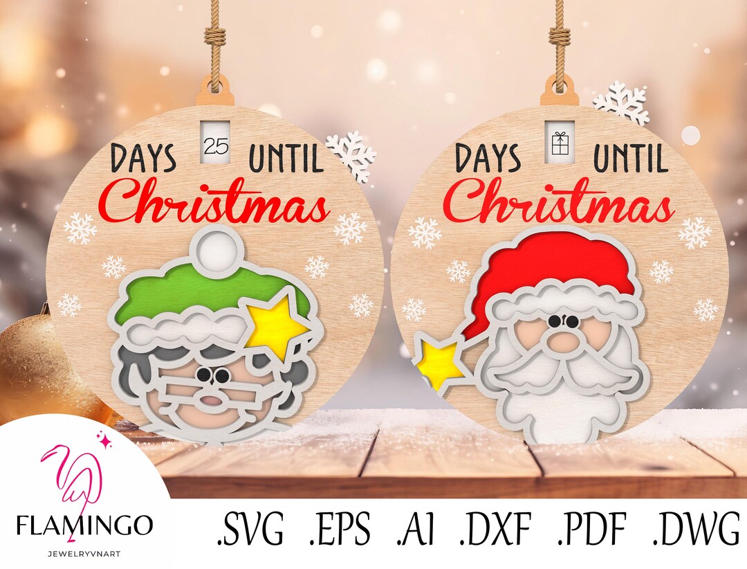 Christmas Countdown Ornament Svg,day Until Christmas Svg,clock Santa ...