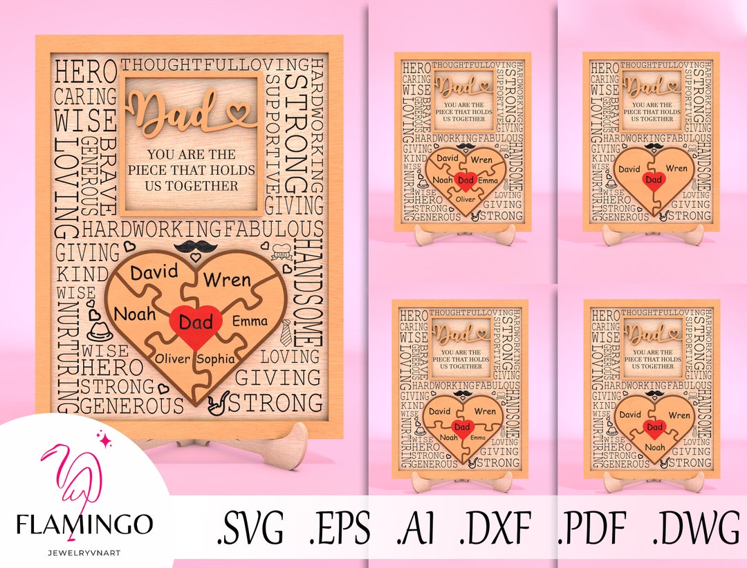 Personalized Fathers Day Puzzle Sign SVG, Family Hands Sign Svg, Gift ...