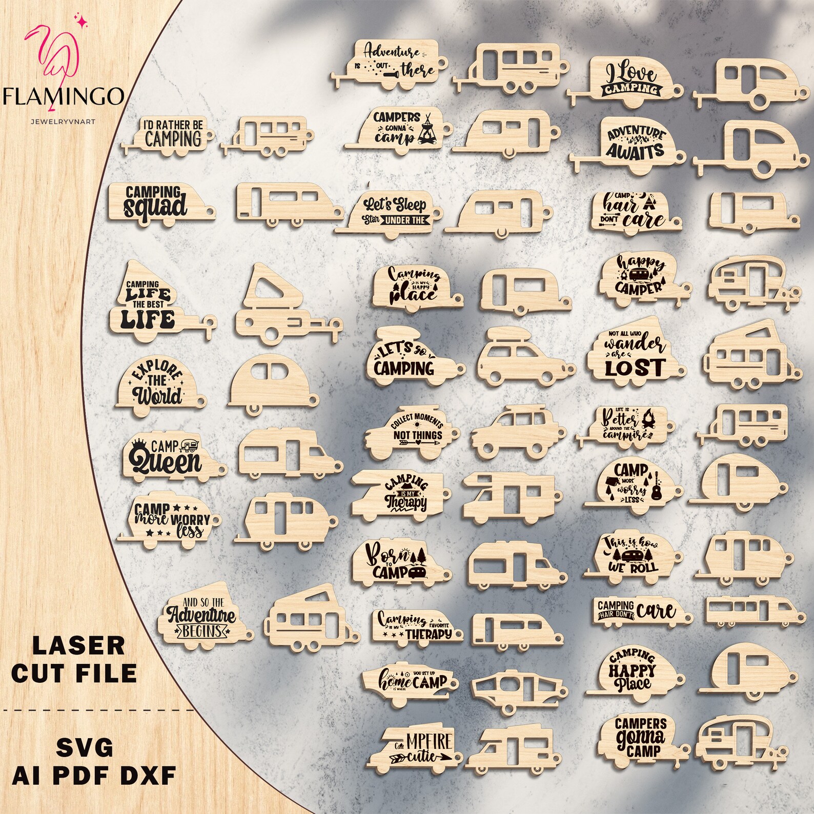 Camping Keychains Svg Bundle ,caravan Keychain Laser Cut ,motorhome ...