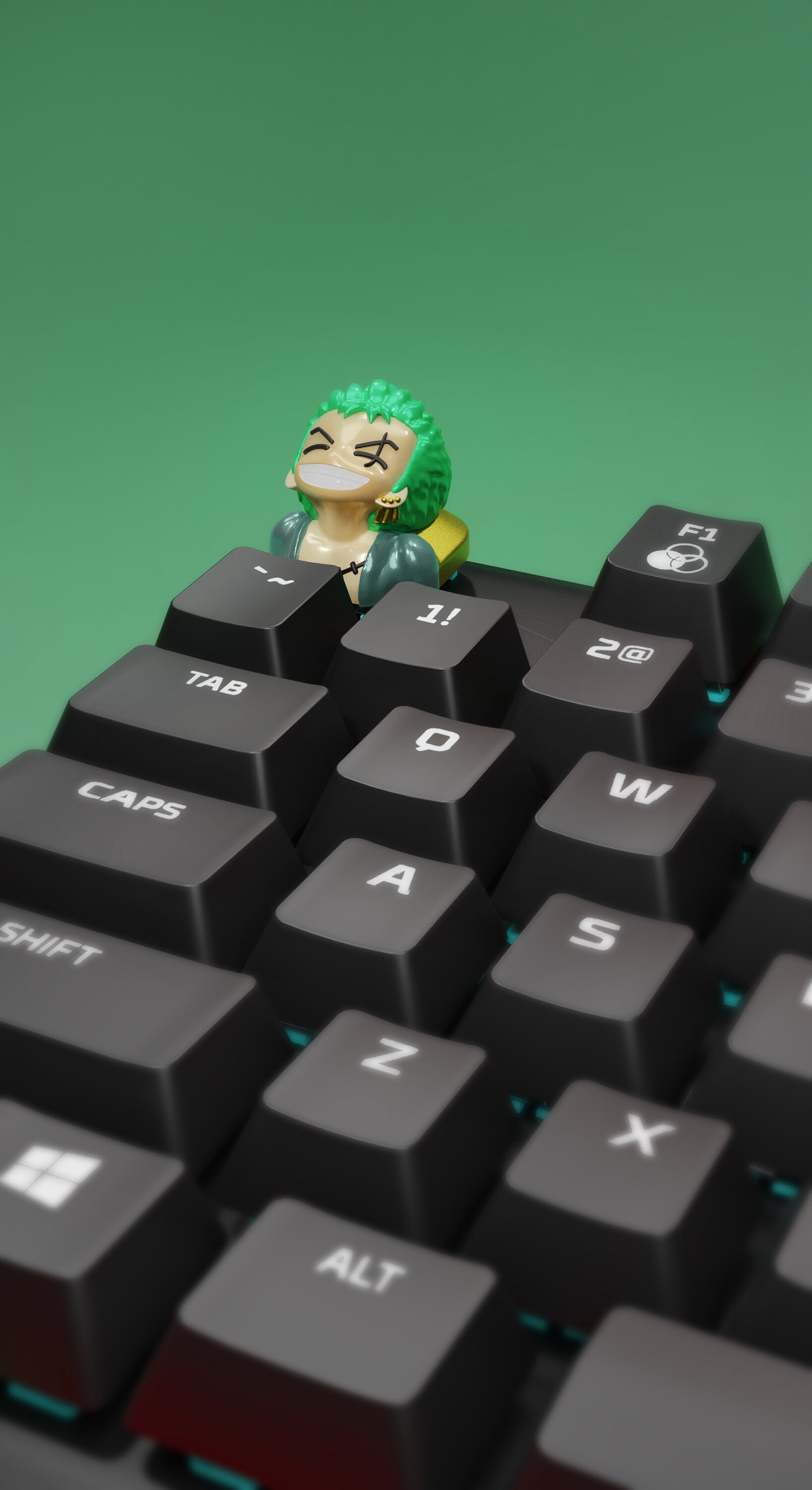 One Piece Zoro Keycap, Artisan Keycap, Custom Keycap, Mechanical ...