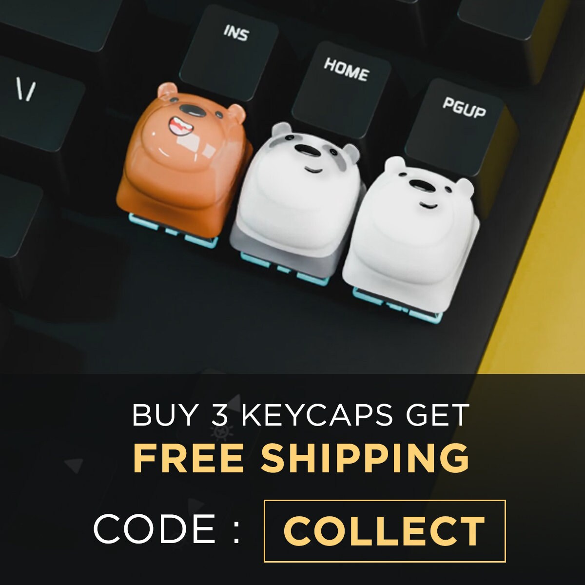 We Bare Bears Keycap, Artisan Keycap, Custom Keycap, Mechanical Keycaps ...