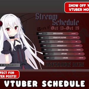 Goth Vtuber Schedule Dark Vtuber Stream Schedule Template Pngtuber ...