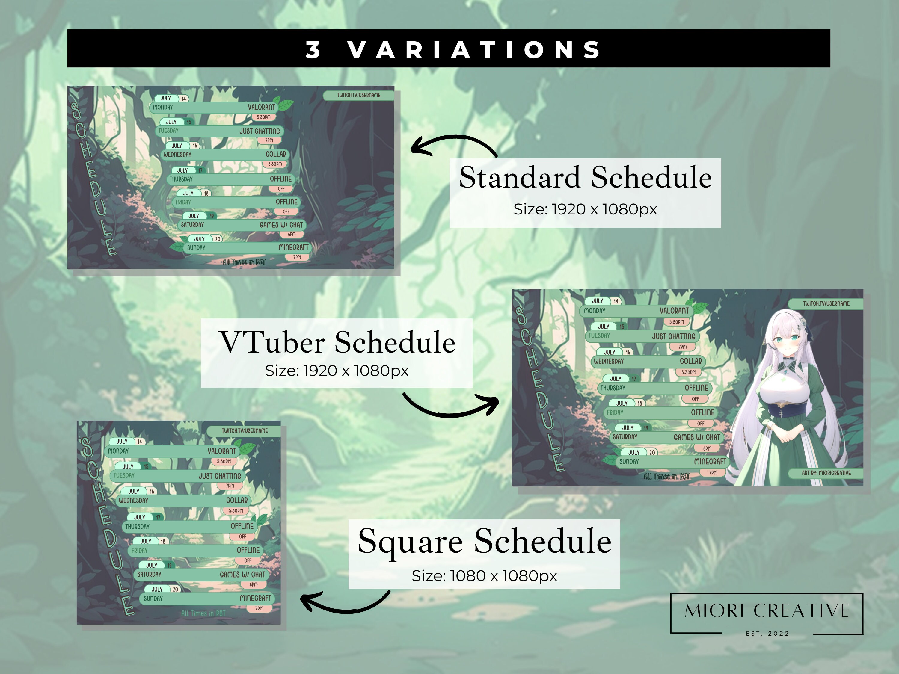 Forest Vtuber Schedule Template Green Pngtuber Stream - Etsy Canada