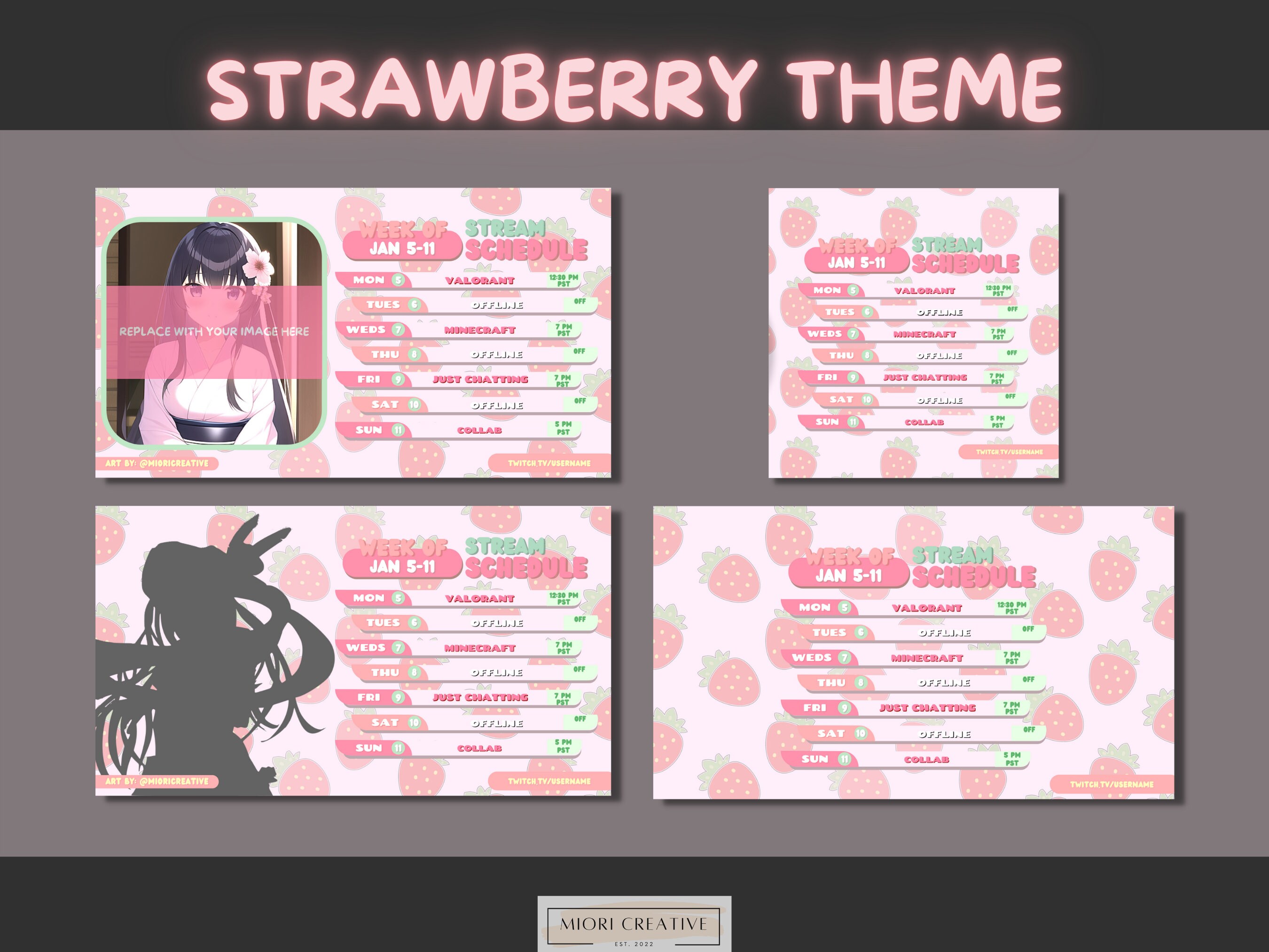 Vtuber Schedule Template Bundle 6-pack Fruit Theme Twitch - Etsy