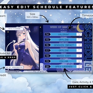 Moon Vtuber Schedule Template Star Twitch Streaming Schedules Japanese ...