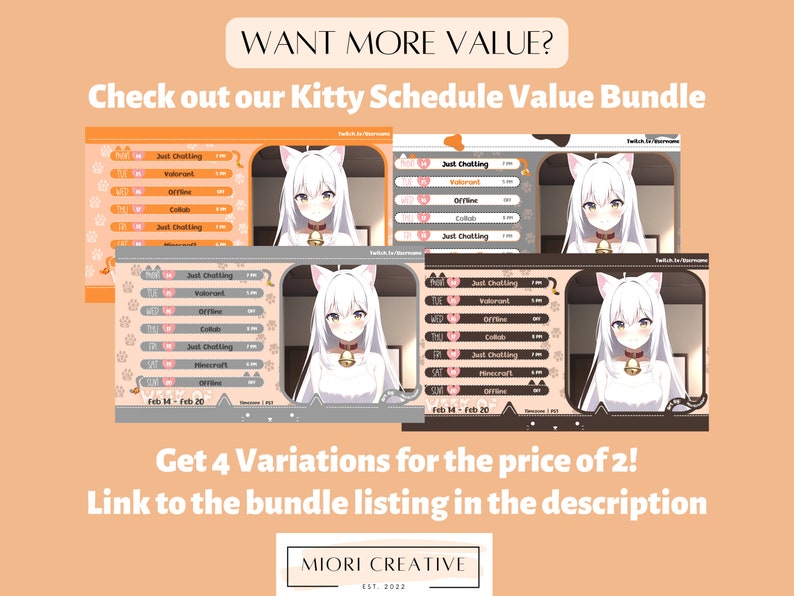 Cat Vtuber Stream Schedule Template Orange Vtuber Schedule - Etsy