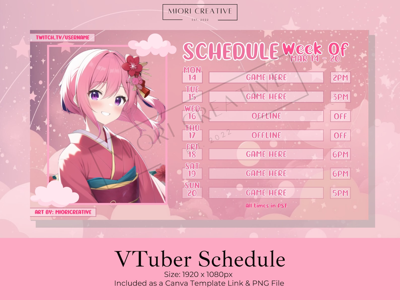 Pink Sky Vtuber Schedule Template Cute Sky Vtuber Stream - Etsy Canada