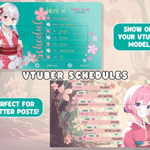 2-pack Spring Vtuber Schedule Template Sakura Vtuber Stream Schedule ...