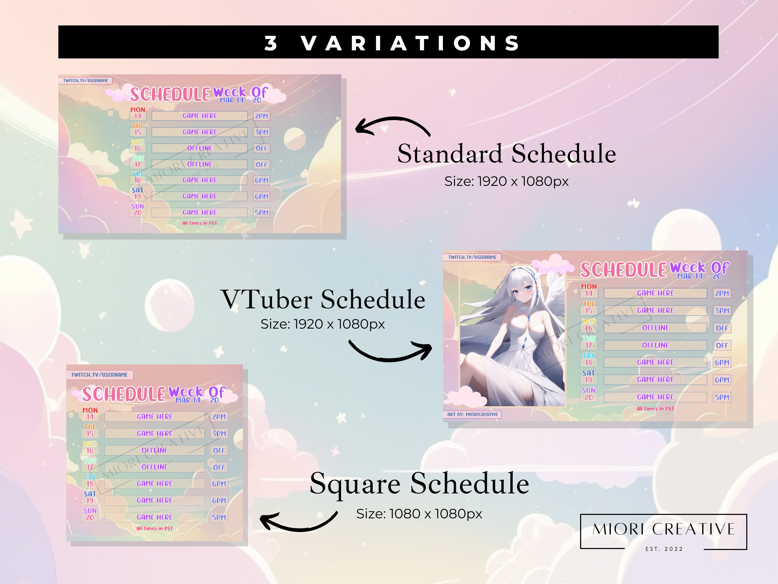 Pastel Vtuber Schedule Assets Sky Vtuber Aesthetics Rainbow Twitch ...