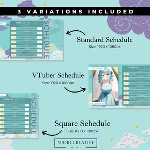 Cloud Vtuber Schedule Template, Teal Pngtuber Stream Schedule, Moon ...