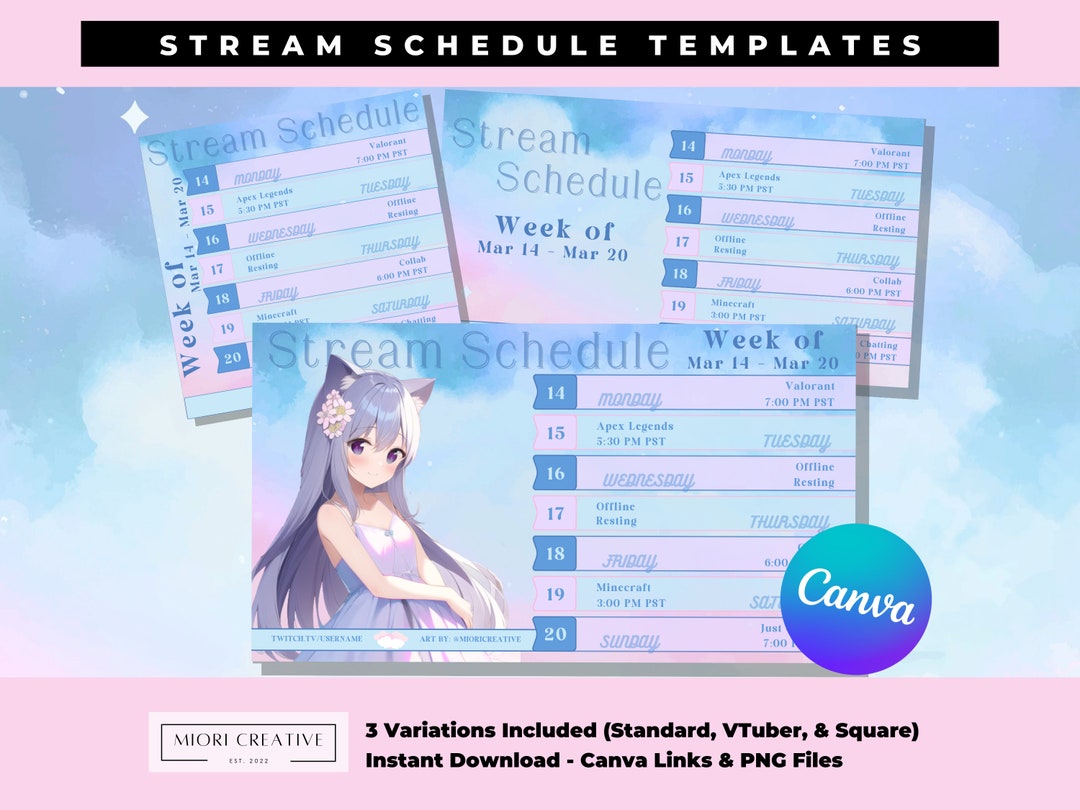 Sky Vtuber Schedule Template Pastel Vtuber Twitch Stream Asset Cloud ...